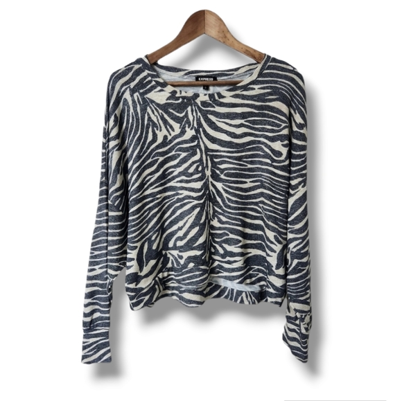 Express | Sweaters | Zebra Print Oversized Cropped Sweater Express ...